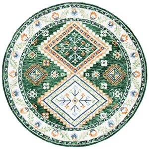 SAFAVIEH Aspen Collection 7' Round Green/Ivory APN706Y Handmade Moroccan Boho Tribal Wool Area Rug