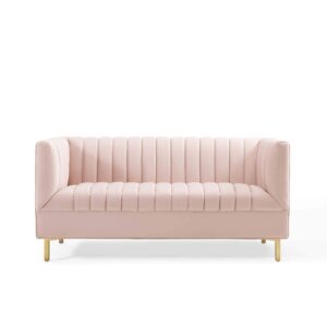 Modway Shift Channel Tufted Performance Velvet, Loveseat, Pink