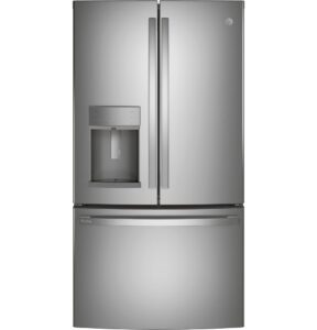 ge profile pye22kynfs 36" counter-depth bottom freezer with french door twin chill evaporator quick space shelf and led lighting in fingerprint resistant stainless steel