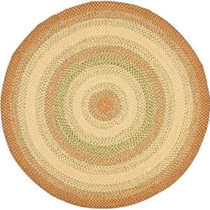 SAFAVIEH Braided Collection 5' Round Rust / Multi BRD303A Handmade Country Cottage Reversible Area Rug