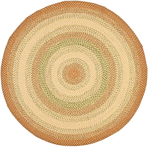 SAFAVIEH Braided Collection 5' Round Rust / Multi BRD303A Handmade Country Cottage Reversible Area Rug