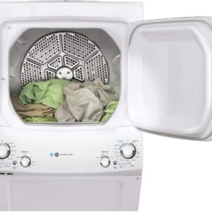 GE GUD27GESNWW 27" Gas Laundry Center with 3.8 cu. ft. Washer Capacity and 5.9 cy. ft. Dryer Capacity in White