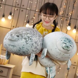 EHOTONG Cute Blob Seal Pillow, Chubby Seal Plush Hug Pillow Soft Stuffed Animal Toy (White, 24")