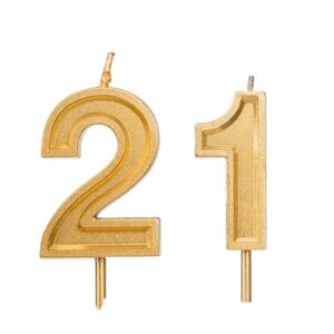 2.76 inch Gold 21st Birthday Candles,Number 21 & 12 Cake Topper for Birthday Decorations