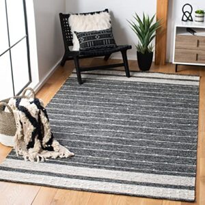 safavieh striped kilim collection 6' x 9' black/ivory stk509z handmade flatweave cotton area rug