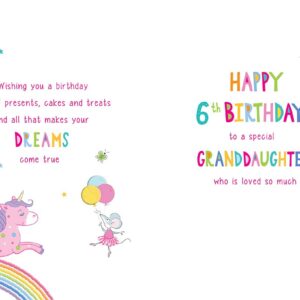 Regal Publishing Juvenile Birthday Card Age 6 Granddaughter - 9 x 6 inches -