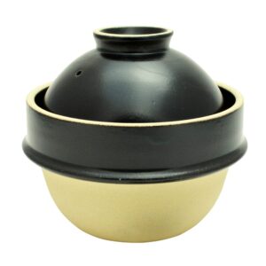 tsukamoto mashiko ware kamacco km-2 rice earthenware pot, 1 cup, black, 5.5 inches (14 cm)