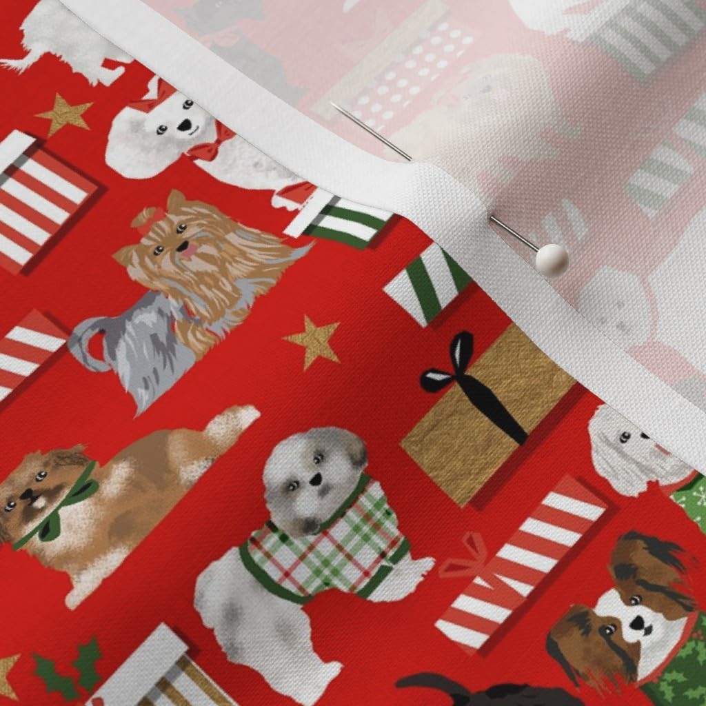 Spoonflower Fabric - Christmas Dogs Cute Breeds Best Printed on Petal Signature Cotton Fabric by The Yard - Sewing Quilting Apparel Crafts Decor