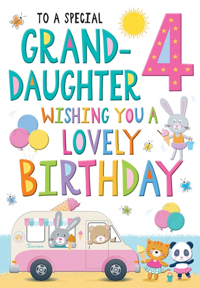 Regal Publishing Juvenile Birthday Card Age 4 Granddaughter - 9 x 6 inches -