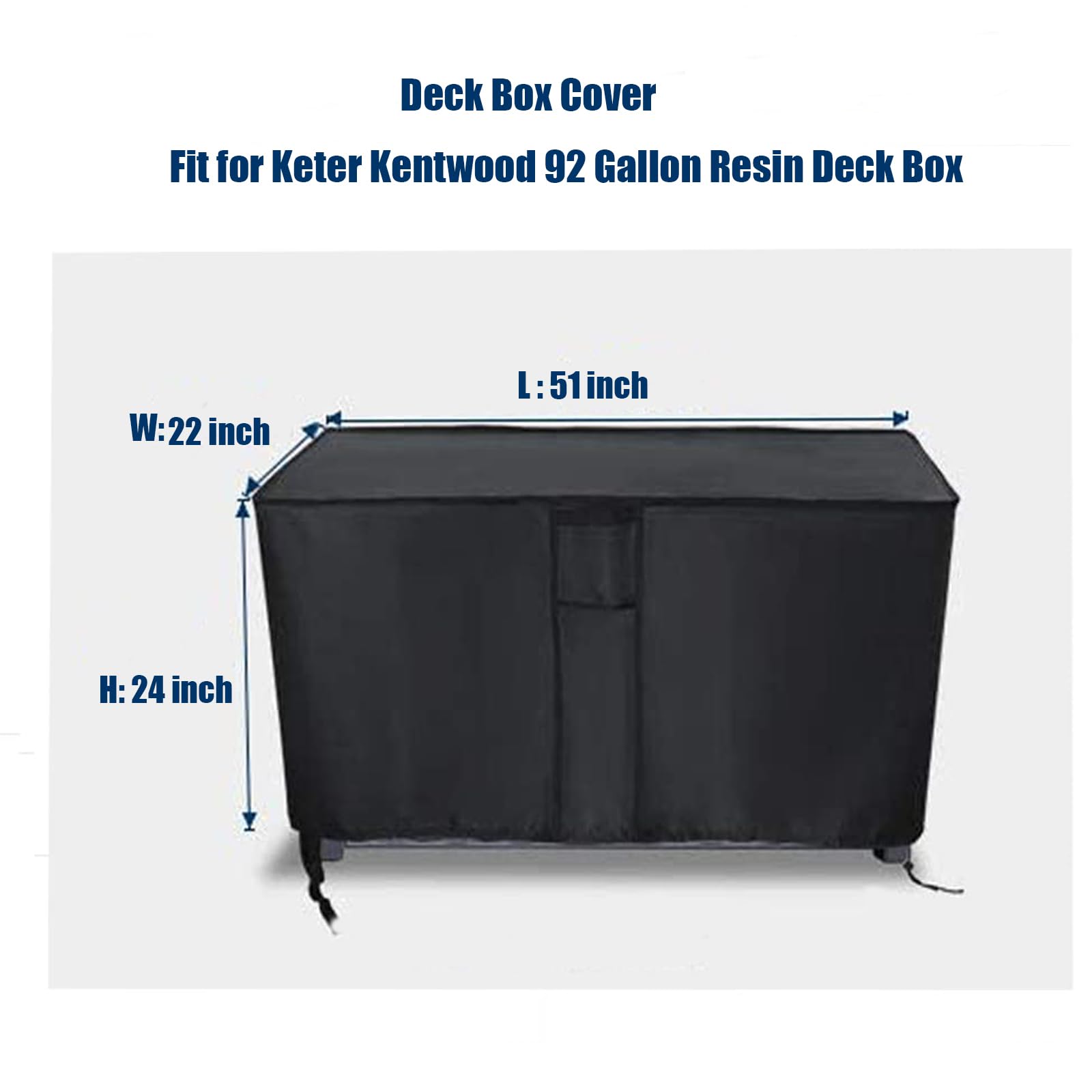 Aidetech Deck Box Cover Fit for Keter Kentwood 92 Gallon Resin Deck Box, Patio Cushions Storage Boxes Cover Waterproof Dustproof for Outdoor Furniture Cover - 51 x 22 x 24 inch