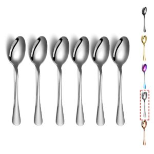 teaspoons, kyraton 6 pieces 6.7" stainless steel teaspoons, dessert spoon,golden teaspoon,spoon silverware pack of 6