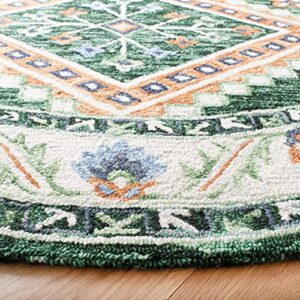 SAFAVIEH Aspen Collection 7' Round Green/Ivory APN706Y Handmade Moroccan Boho Tribal Wool Area Rug