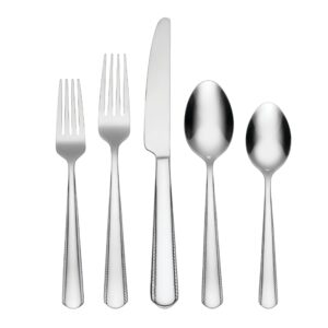 oneida gable 42 piece everyday flatware, service for 8 18/0 stainless steel, silverware set