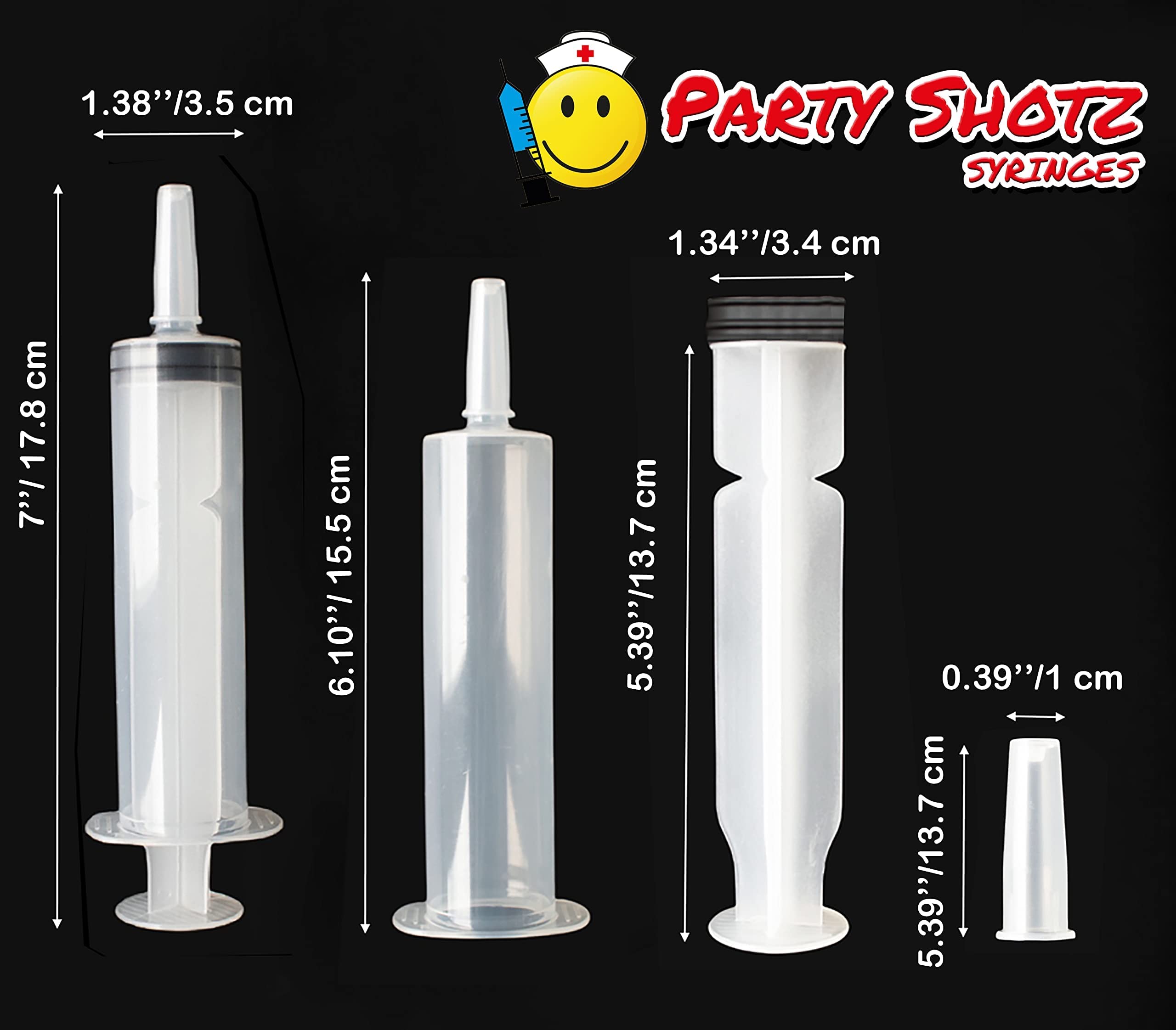 Party Shotz Jello Shot Syringes (Large 2oz with CAPS) Plastic Reusable Shots for Halloween, Christmas, Thanksgiving, Bachelorette Parties Favors - 60ml (2oz Jello Syringes, 36)