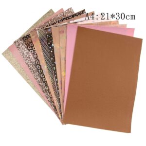 LITCHI 11 Pieces 8x12 Inch Gold Faux Leather Sheets Include Fine Glitter Leather Sheets,Chunky Glitter Leather Sheets, Leather Sheet,Holographic Leather Sheets for Leather Bows Earrings Making