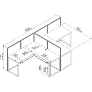 Bush Business Furniture Double Cubicle Desk with Privacy Panels | Easy Office Collection Two Person L Shaped Table | 60Dx120Wx45H