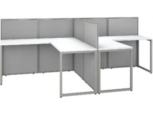 bush business furniture double cubicle desk with privacy panels | easy office collection two person l shaped table | 60dx120wx45h