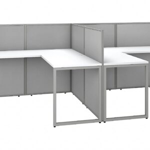 Bush Business Furniture Double Cubicle Desk with Privacy Panels | Easy Office Collection Two Person L Shaped Table | 60Dx120Wx45H