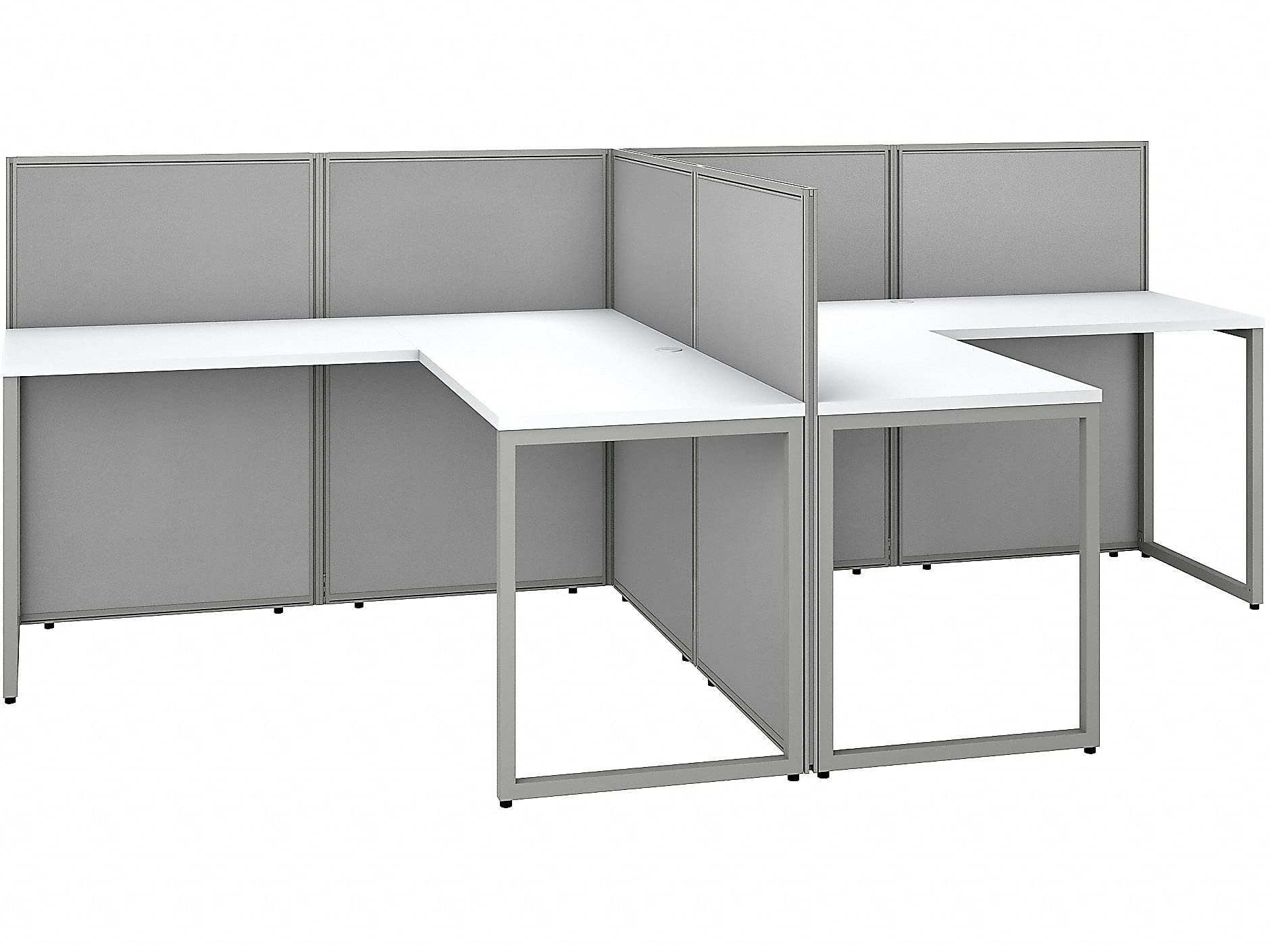 Bush Business Furniture Double Cubicle Desk with Privacy Panels | Easy Office Collection Two Person L Shaped Table | 60Dx120Wx45H