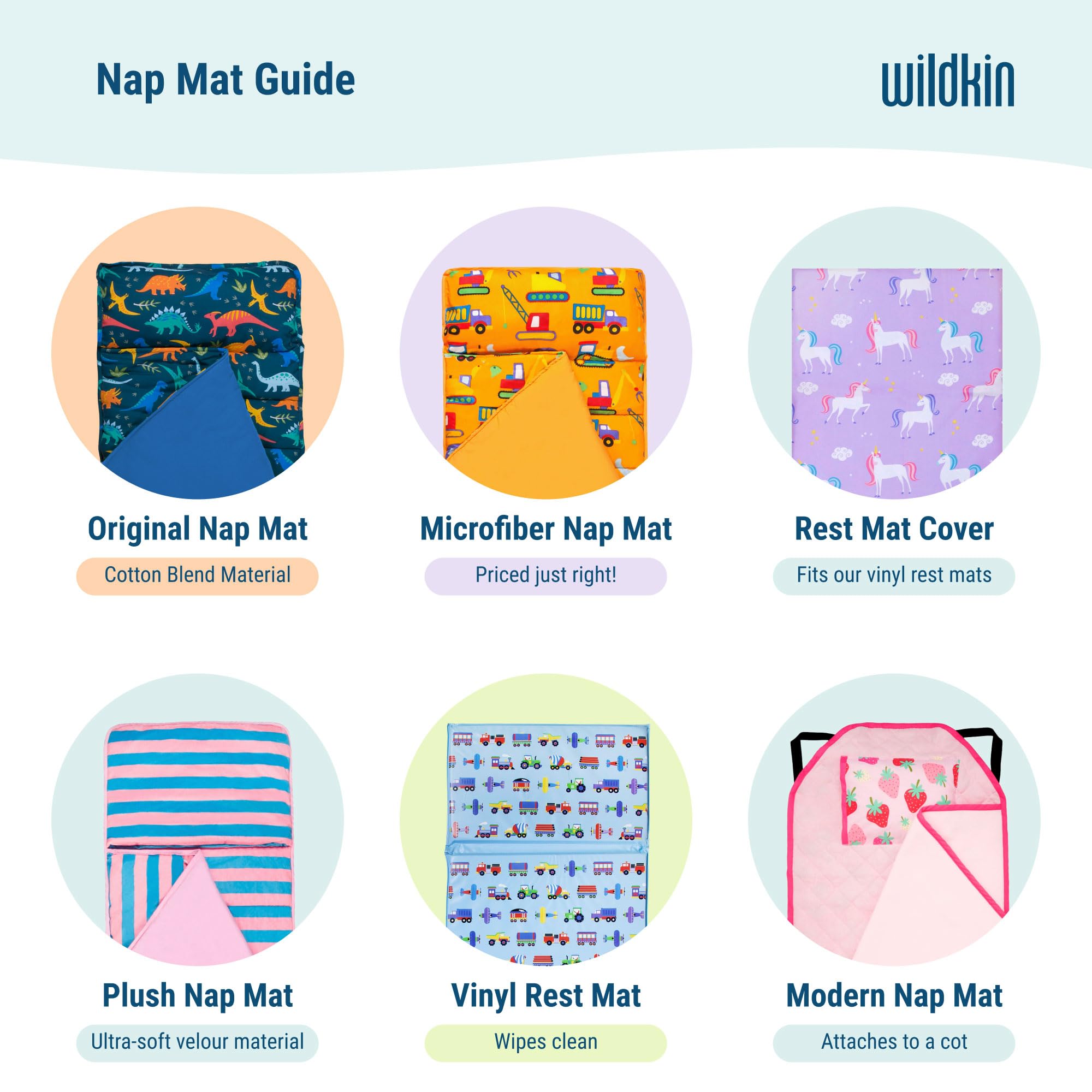 Wildkin Kids Nap Mat Cover for Boys & Girls, Sewn-in Flap Design Rest Mat Cover, Perfect for Preschool and Daycare, Fits Our Vinyl Nap Mat up to 1.5 Inches Including Basic Sleep Mat (Ballerina)