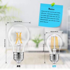 TOBUSA 12-Pack Dimmable A15 LED Bulbs 60W Incandescent Equivalent, 6W 5000K Daylight Edison Globe Bulb, 600LM Vintage Ceiling Fan Light Bulbs, E26 Medium Base, AC 120V