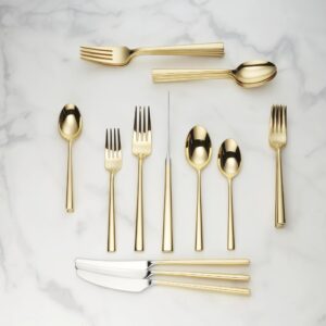 Kate Spade New York Malmo Gold 20-Piece Flatware Set, 4.30 LB, Metallic