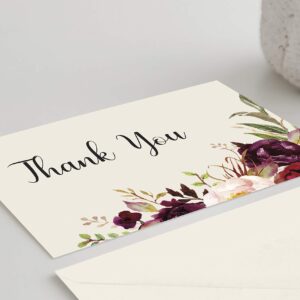 MPC Brands Customized Personalized Funeral Bereavement Thank You Cards With Envelopes - Set of 50 (Custom Rose)