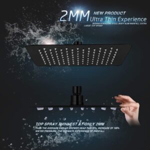 SR SUN RISE 12 Inch Rain Shower Head 304 Stailess Steel Matte Black High Pressure Rainfall Showerhead Water Saving