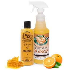 touch of oranges beeswax wood polish conditioner, cleaner & restorer bundle hardwood floor cleaner spray real orange oil - (32 & 16 oz )