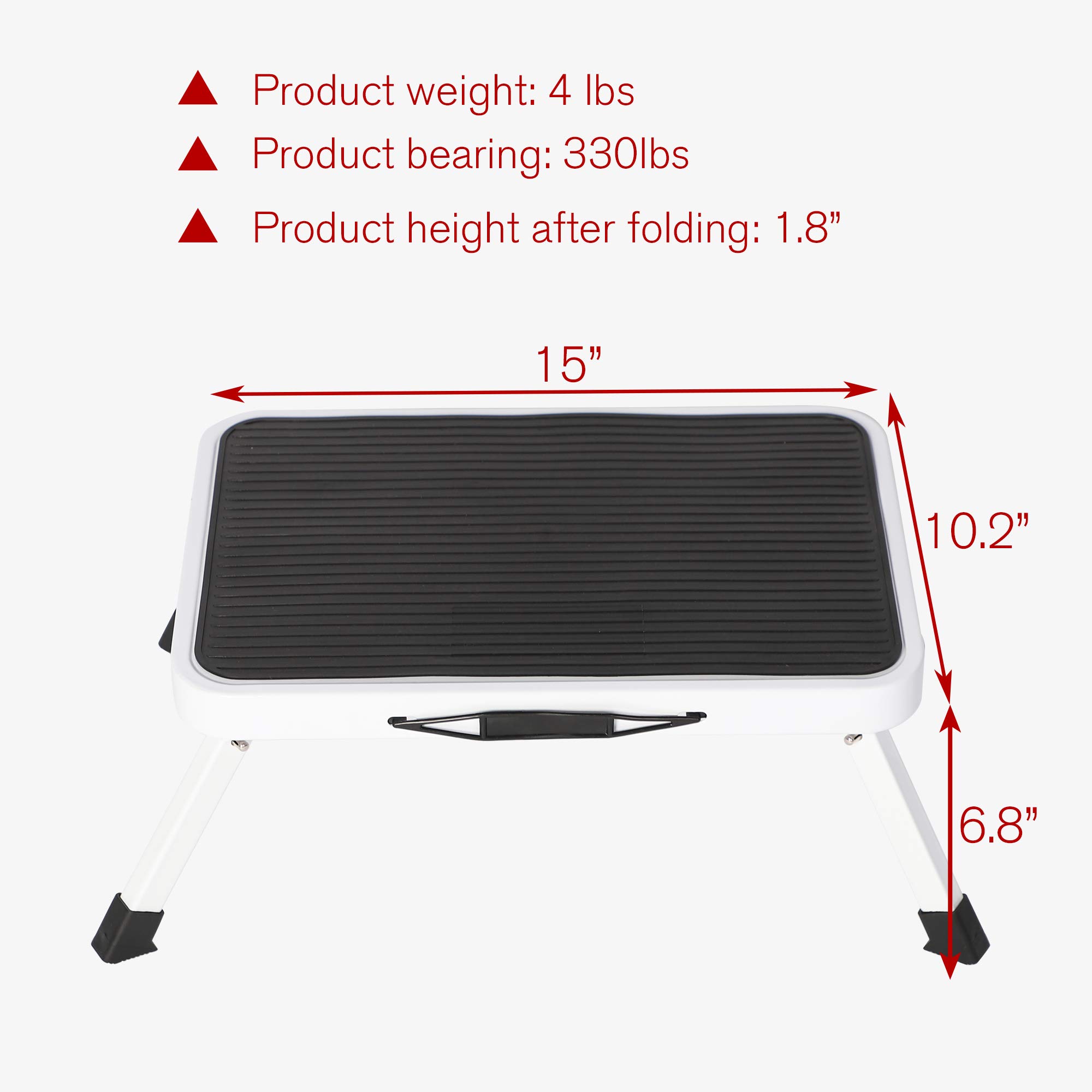 Koreyosh Portable Step Stool Lightweight One Step Ladder Folding Medical Footstool with Non Skid Rubber Platform,330lbs Capacity