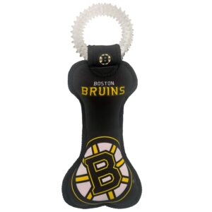 Pets First NHL Boston Bruins Dental Dog TUG Toy with Squeaker. Tough PET Toy for Healthy Fun, Teething & Cleaning Pet's Teeth & Gum., Team Color, one Size (BRU-3310)