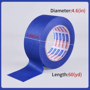 ADHES Blue Painters Tape Blue Tape, 6 Rolls x 1.88 Inch x 60 Yards Masking Tape Paint Tape for Walls, UV Anti,14 Days Clean Remove, Total 330 Yards