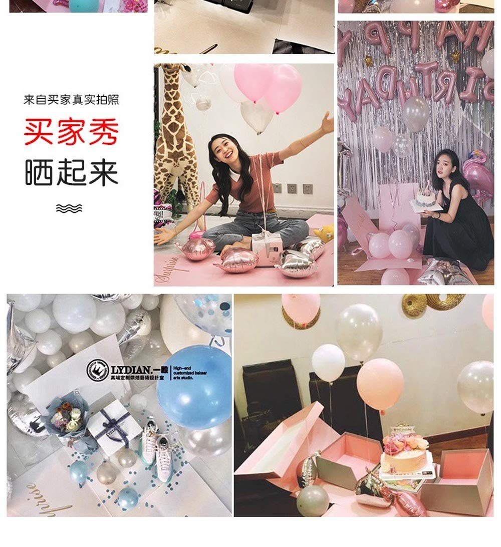 Birthday Surprise Box for Women Explosion Gift Box Balloon Box - 19x19x19 inches for Marriage Proposal Birthday Party Christmas Any Surprise Event Available (Pink box + Balloons)