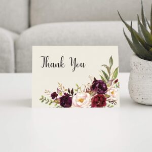 MPC Brands Customized Personalized Funeral Bereavement Thank You Cards With Envelopes - Set of 50 (Custom Rose)