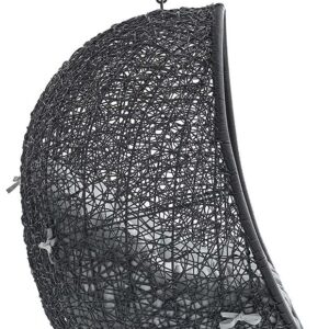 Modway EEI-3635-BLK-GRY Encase Wicker Rattan Outdoor Patio Swing Chair with Hanging Steel Chain in Black Gray