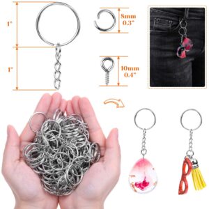 Audab 360Pcs Keychain Bulk, 120Pcs Keychain Rings with Chain and 120Pcs Open Jump Ring with 120Pcs Screw Eye Pins for Crafts and Jewelry Making