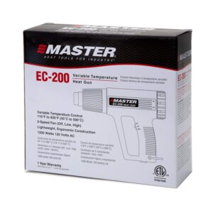 Master Appliance EC-200 Variable Temperature Heat Gun, Hot Air Gun, 120V, 10 Amps, 1200W, for shrink wrap, wire connectors, shrink tubing, crafts, stripping paint