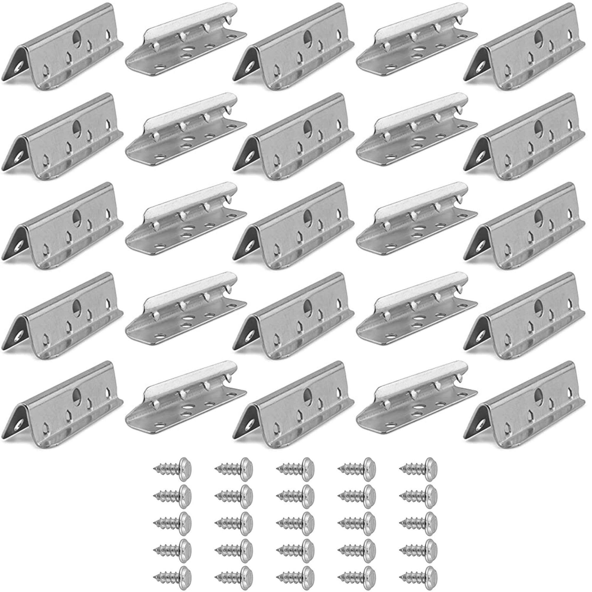 Cornucopia Brands Metal Chair Webbings Clips (25-Pack); Replacement Upholstery Furniture Clamps w/ Screws Included