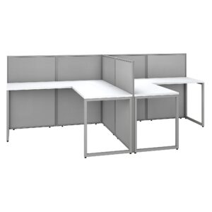 Bush Business Furniture Double Cubicle Desk with Privacy Panels | Easy Office Collection Two Person L Shaped Table | 60Dx120Wx45H