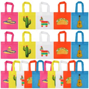 20 pcs fiesta cinco de mayo goodie treat bags, fiesta treat candy goodie gift nonwoven bags reusable for fiesta themed baby shower bachelorette party favor mexican theme party decorations, 8 by 8