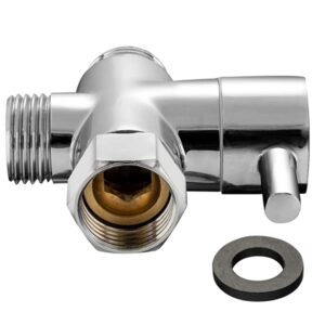 avabay all brass t-valve with shut-off adapter, 3-way tee connector with chrome finish, 3-way t-adapter with shut off valve, t adapter for handheld toilet bidet spray, 7/8"×7/8"×g1/2