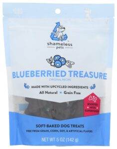 shameless pets, dog treats blueberried treasure, 5 ounce