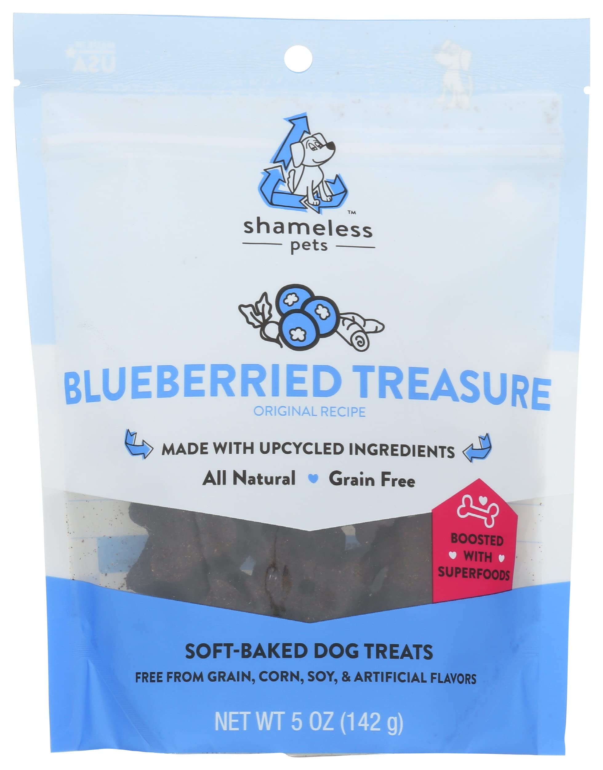 Shameless Pets, Dog Treats Blueberried Treasure, 5 Ounce