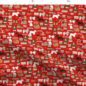 Spoonflower Fabric - Christmas Dogs Cute Breeds Best Printed on Petal Signature Cotton Fabric by The Yard - Sewing Quilting Apparel Crafts Decor