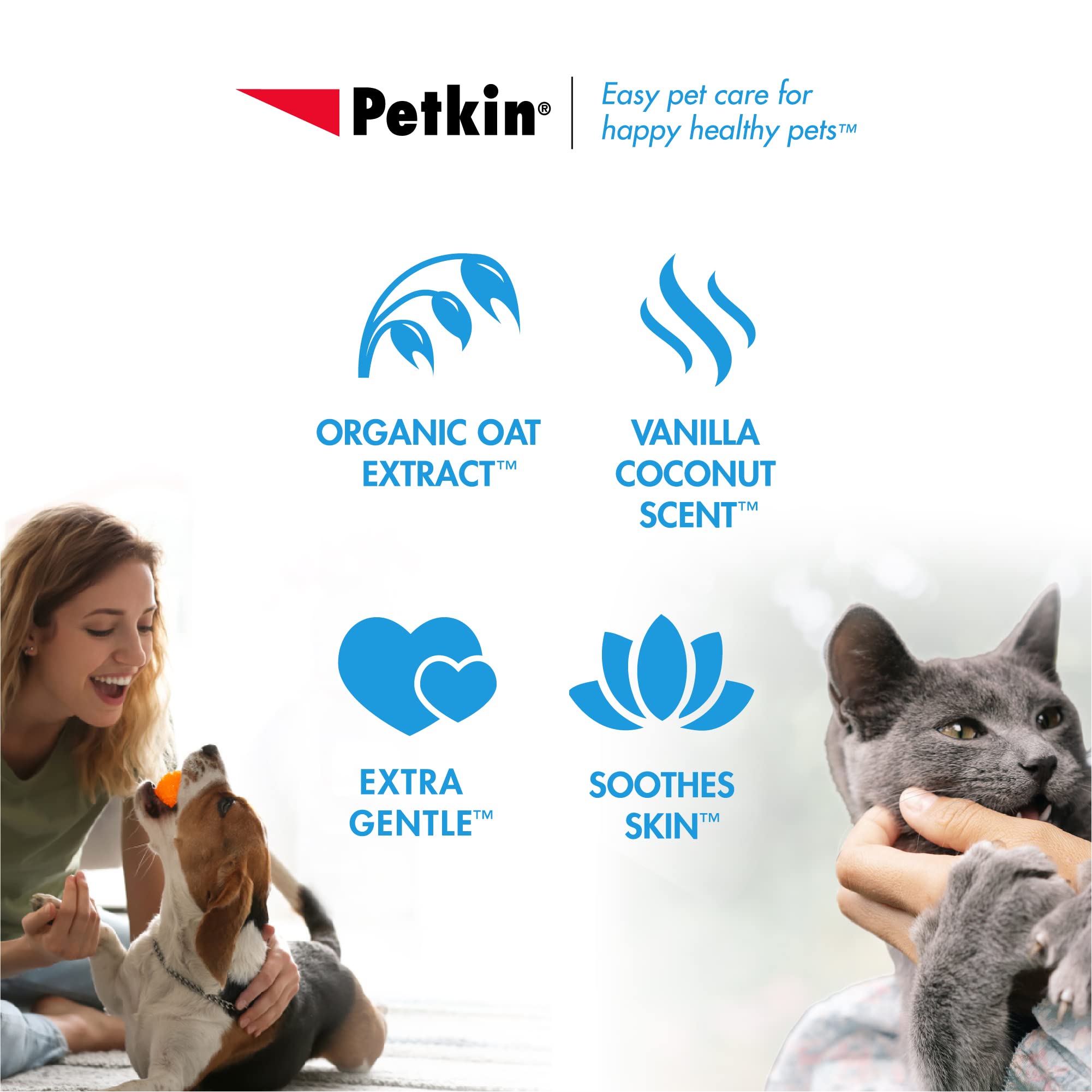 Petkin Pet Wipes for Dogs and Cats, 400 Wipes - Large Pet Wipes for Dogs and Cats - Cleans Ears, Face, Butt, Body and Eye Area - Convenient, Ideal for Home or Travel - 4 Packs of 100 Wipes