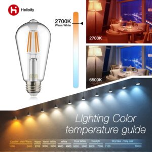 helloify ST64 LED Filament Bulbs, 100W Equivalent, Edison Vintage Dimmable Energy Efficient Lamp for Pendant Wall Light Fixtures Office Bedroom Bathroom, E26 Base, Warm White 2700K, 4PCS