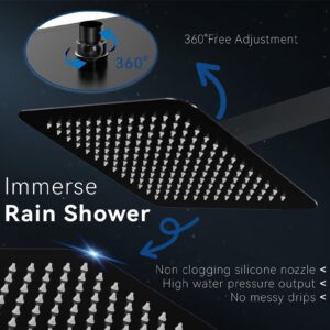 SR SUN RISE 12 Inch Rain Shower Head 304 Stailess Steel Matte Black High Pressure Rainfall Showerhead Water Saving