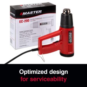 Master Appliance EC-200 Variable Temperature Heat Gun, Hot Air Gun, 120V, 10 Amps, 1200W, for shrink wrap, wire connectors, shrink tubing, crafts, stripping paint