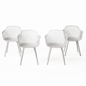 christopher knight home shawn outdoor modern dining chair (set of 4), white