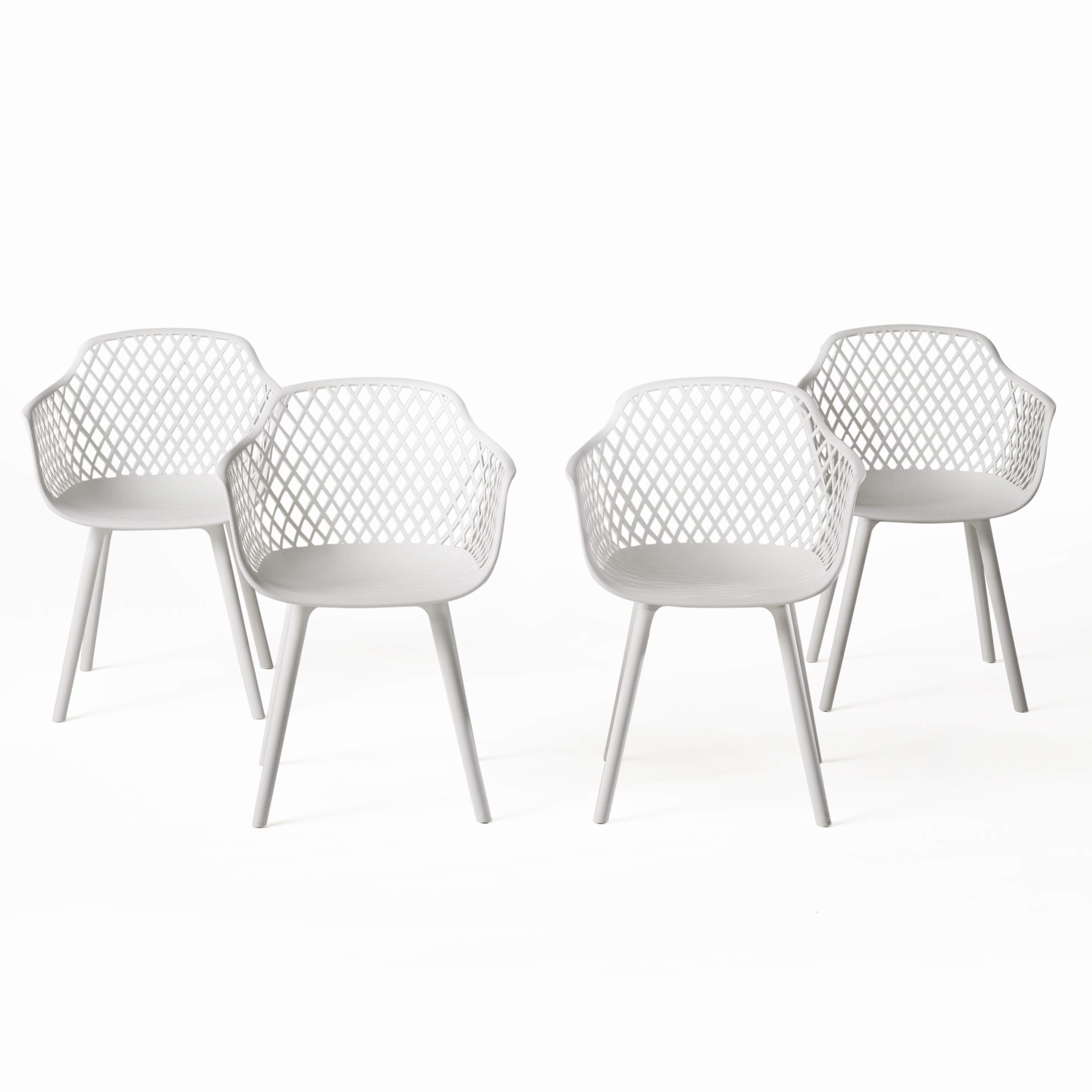 Christopher Knight Home Shawn Outdoor Modern Dining Chair (Set of 4), White